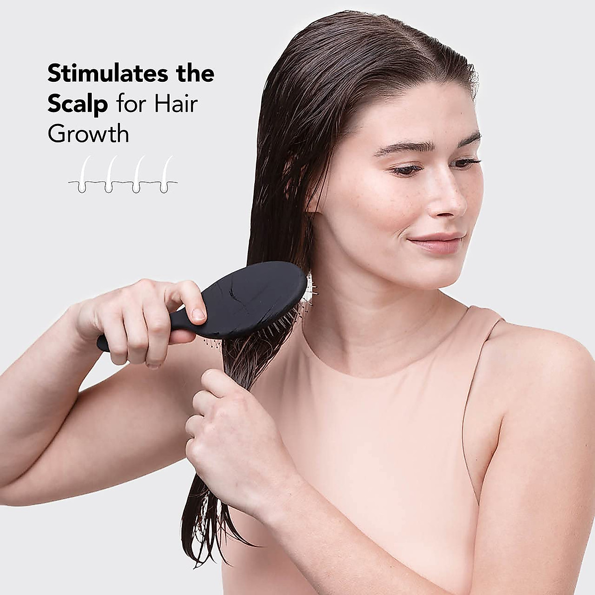 Kitsch Wet Hair Brush Detangling Brush - Soft Bristle Hair Brushes for Women | Straight & Curly Wet Dry Brush | Hairbrush Women for All Hair Types | Hair Detangler Brush | Travel Brush (Black, 1 Pc)