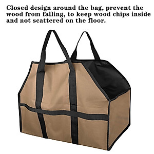 Petutu Firewood Carrier 2 Pack, Large Canvas Log Carriers Tote, Fireplace Wood Holder Accessories(Brown)