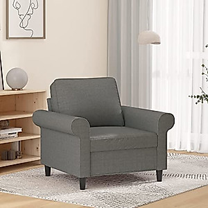 vidaXL Sofa Chair Home Indoor Living Room Single Relax Club Seating Upholstered Leisure Sofa Comfort Tub Armchair Furniture Dark Gray Fabric