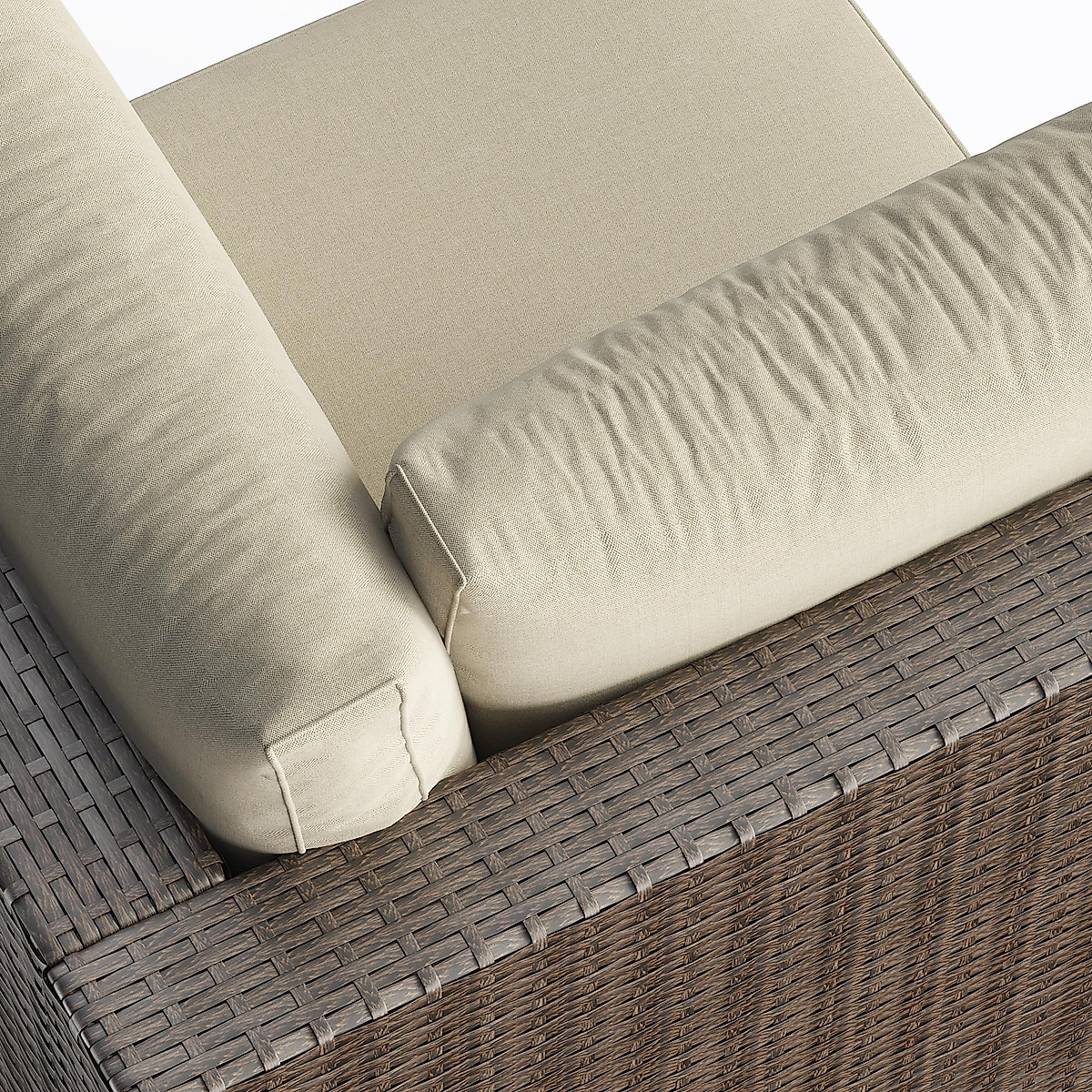 Wisteria Lane 6 Piece Outdoor Patio Furniture Sets, Outdoor Sectional Furniture with Tempered Glass Table and Cushion, Wicker Patio Conversation Sets for Garden Backyard, Grey