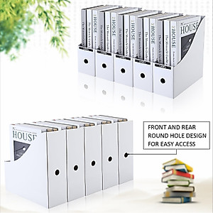 50 Pcs Cardboard Magazine Holder Magazine File Holder Magazine Storage Box Document Magazine File Organizer with 50 Pcs Labels for School Office Home Supplies (White)