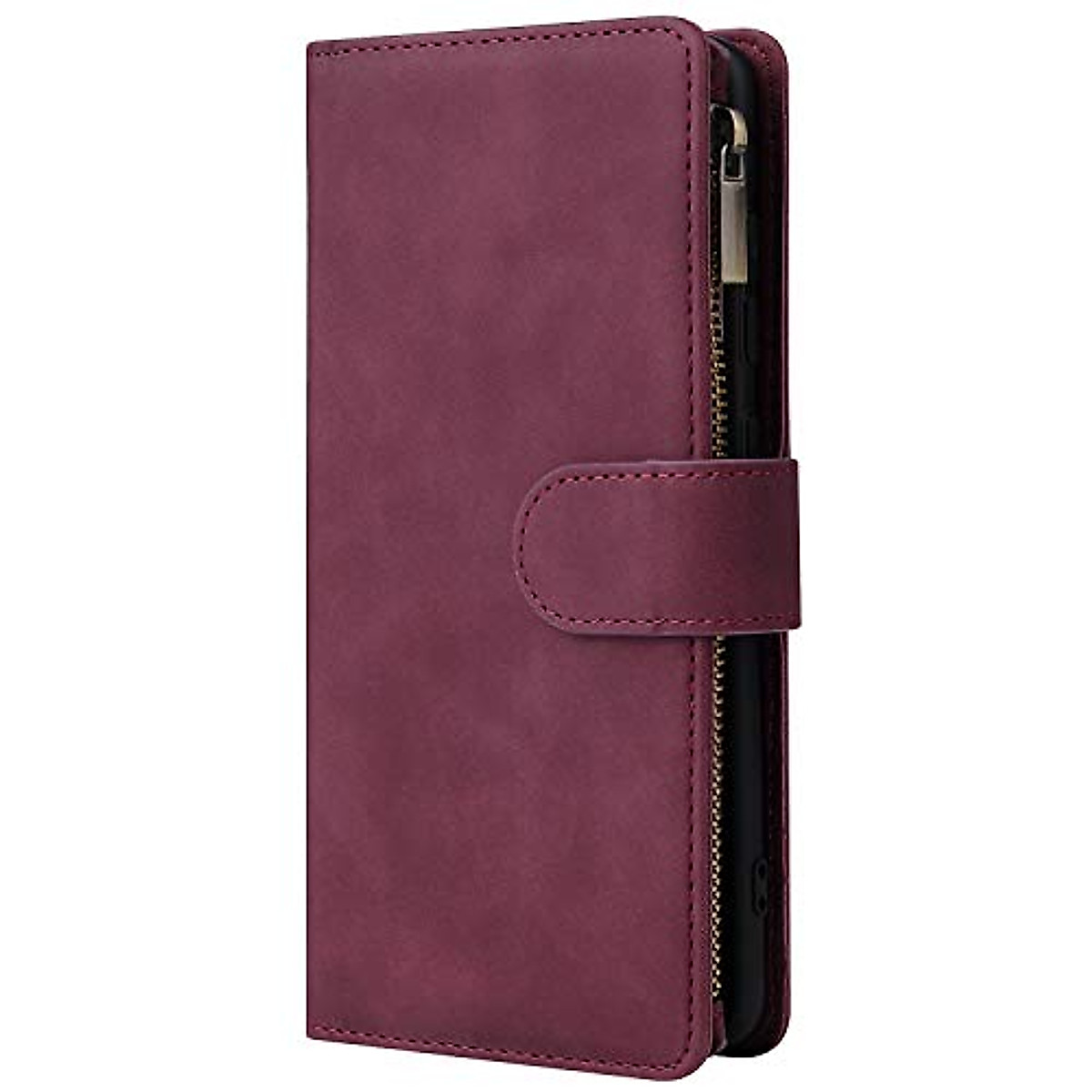 N9 Compatible with Samsung Galaxy A52 5G Wallet Case,Leather Zipper Magnetic 6 Card Slots Purse Protection Back Cover Compatible with Samsung Galaxy A52 5G(Wine Red)