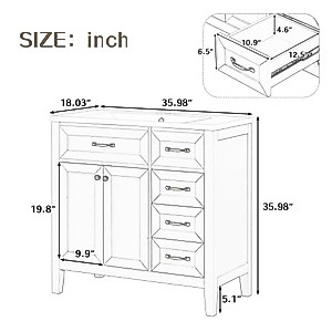 SZLIZCCC 36" Bathroom Vanity with Sink Combo, Bathroom Cabinet with Drawers, Solid Frame and MDF Board