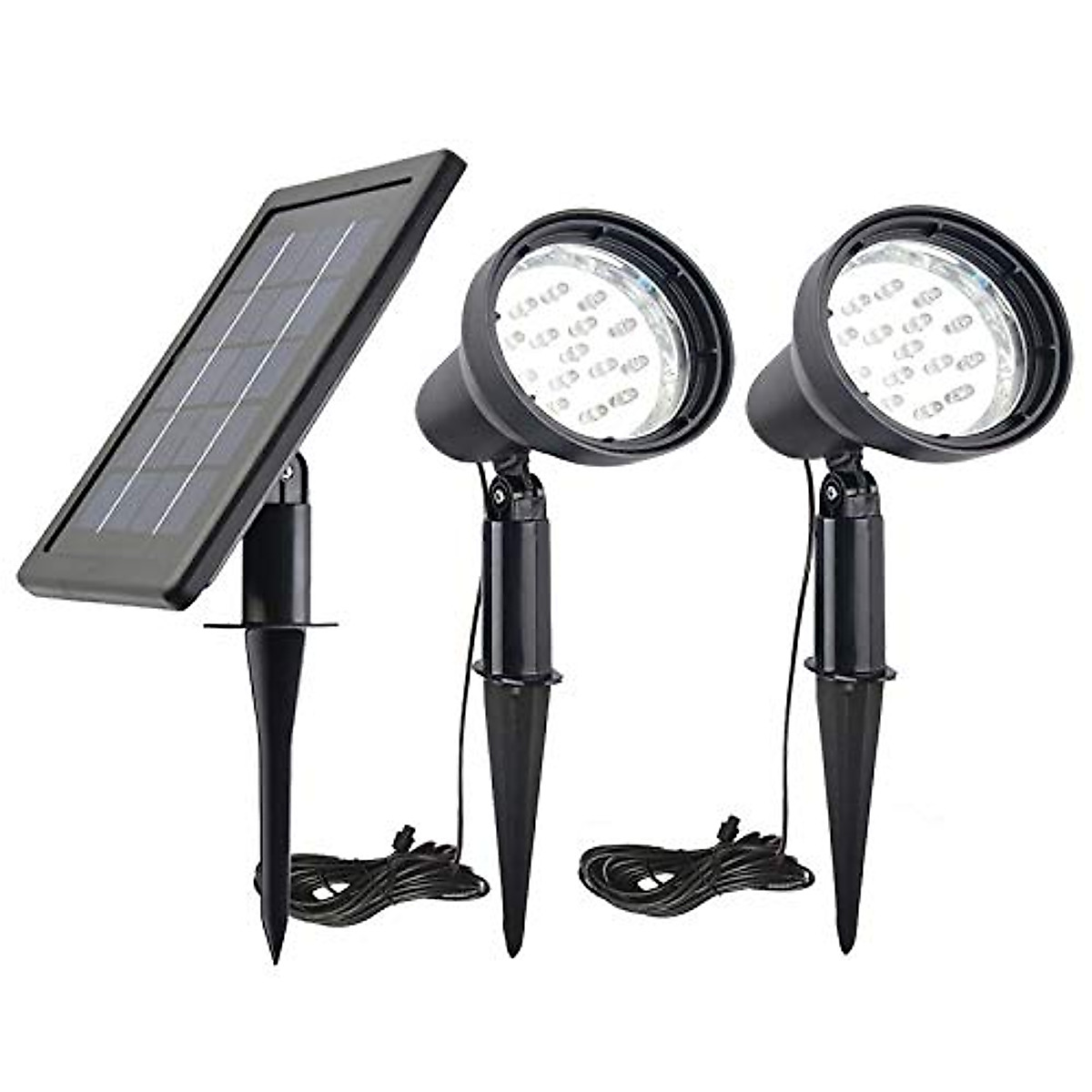 Solar Powered Spot Lights Outdoor Waterproof 2 in 1 Bright Solar SpotLights Power Adjustable for Flag Yard Flagpole Landscape Dusk to Dawn White