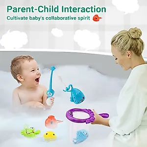 Baby Bath Toys for Toddler 1-3: Mold Free Bathtube Toys for Toddlers Kids Infant Age 1 2 3 Year Old Girl Boy| Bath Toys Fishing Games Floating Squirt Water Toys for Bathtime