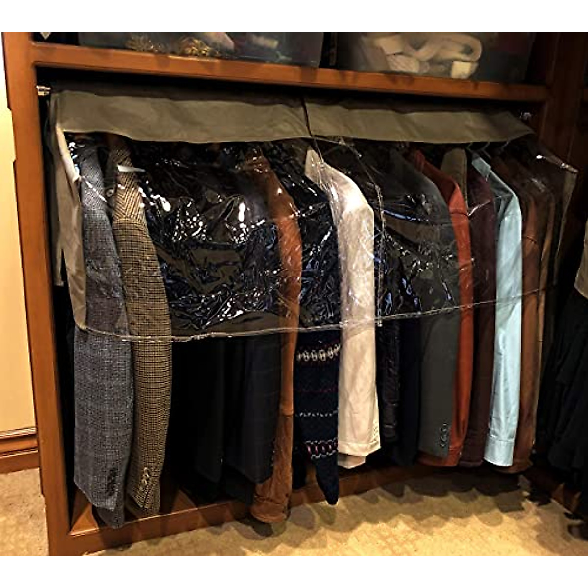 Garment Cover for Closet Rod and Portable Clothing Rack Shoulder Dust Cover - Protect Your Wardrobe in Style - Adjustable to fit 20" to 36" long - 1 Pack