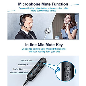 Link Dream USB Headset with Microphone in-line Controls & Ultar Comfort Wired Computer Headset for PC, Business, Office, Call Center, UC, Skype, Zoom, Webinar, Home (Monaural Style)