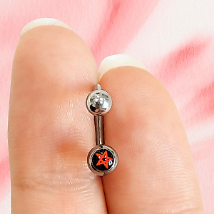 Red Star Lippy Loop Labret Lip Piercing Jewelry 14 Gauge