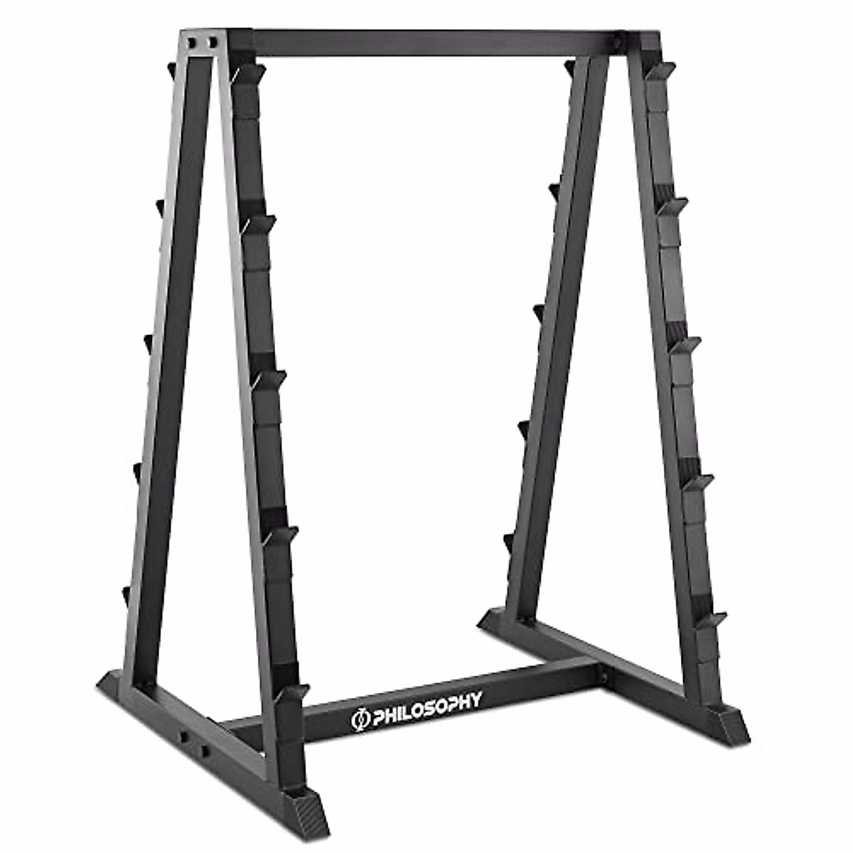 Philosophy Gym 10-Bar Fixed Barbell Weight Rack - Heavy-Duty Storage Holder for Straight & EZ Curl Pre-Weighted Bars