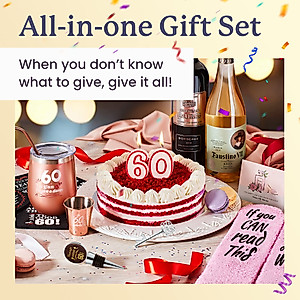 InnoCreation 60th Birthday Gifts for Women - Funny Wine Gift Set for Women Turning 60, Gifts Ideas for Her, Mom, Grandma, Wife, Sister, Aunt, Coworker Turning 60 Year Old