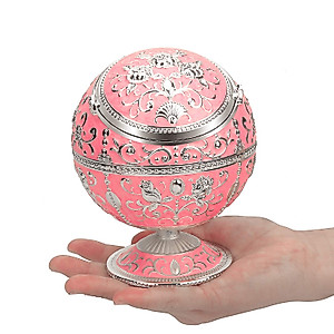 Windproof Ashtray with Lid for Cigarettes Metal Portable Cigar Ashtray Odor Eliminator for Indoor outdoor Hand Stamped Rose Pattern with Sparkle Fancy Gift for Men Women-Pink&silver