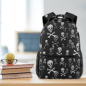 Skulls Bones Pattern Backpack Students Shoulder Bags Travel Bag College School Backpacks