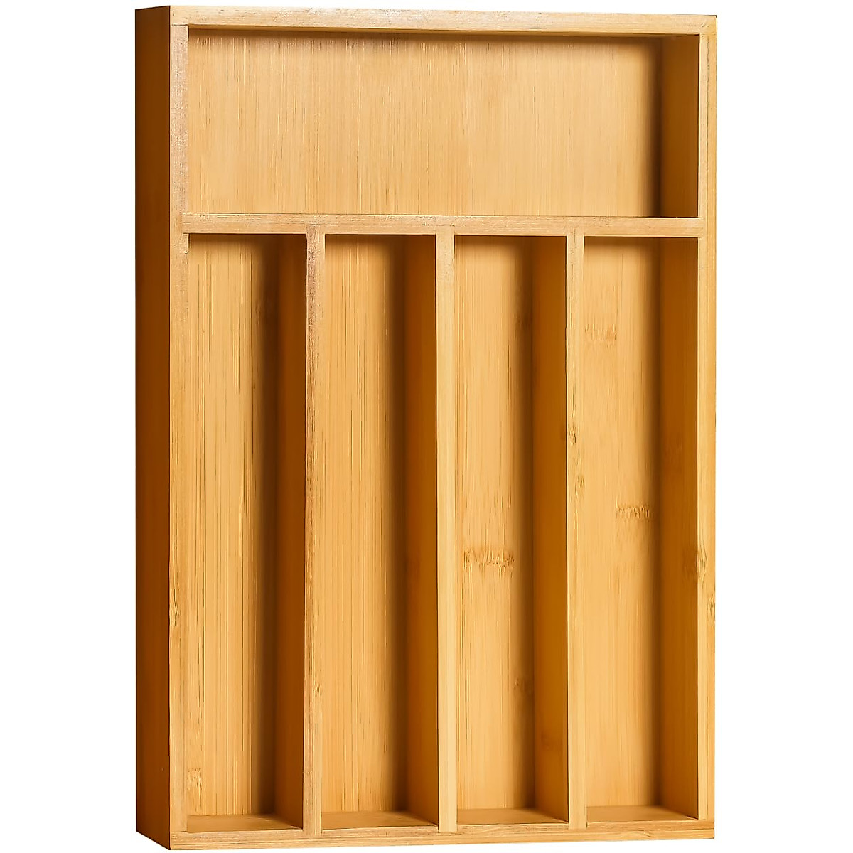 Utopia Kitchen Bamboo Silverware Organizer- 5 Compartments - Bamboo Drawer Organizer - Bamboo Hardware Organizer (Natural)