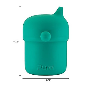 Pura my-my Silicone Sippy Cup - Training Cup, Reusable, Platinum Food Grade Medical Grade, Spill Proof Cups for Kids, Toddlers, Babies & Infants - 2-Pack Mint + Straw, Moss Combo