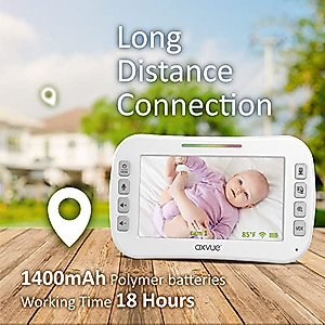 AXVUE Video Baby Monitor, Comfortable Slim Design Handheld Enclosure, 4.3" Screen Monitor & 2 Camera, Range up to 1000ft, 12 Hour Battery Life, 2-Way Talk, Night Vision, Temperature Monitor, No WiFi.