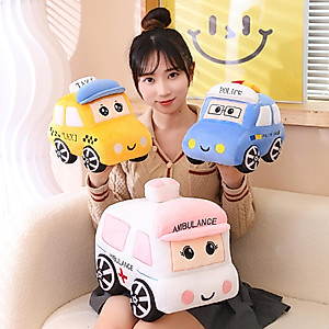 3D Cartoon Ambulance Throw Pillow Hugging Ambulance Plush Ambulance Stuffed Animal Toys Ambulance Pillow Sofa Cushion Ambulance Gift for Kids Or Lovers In Valentine's Day, Christmas or Birthday