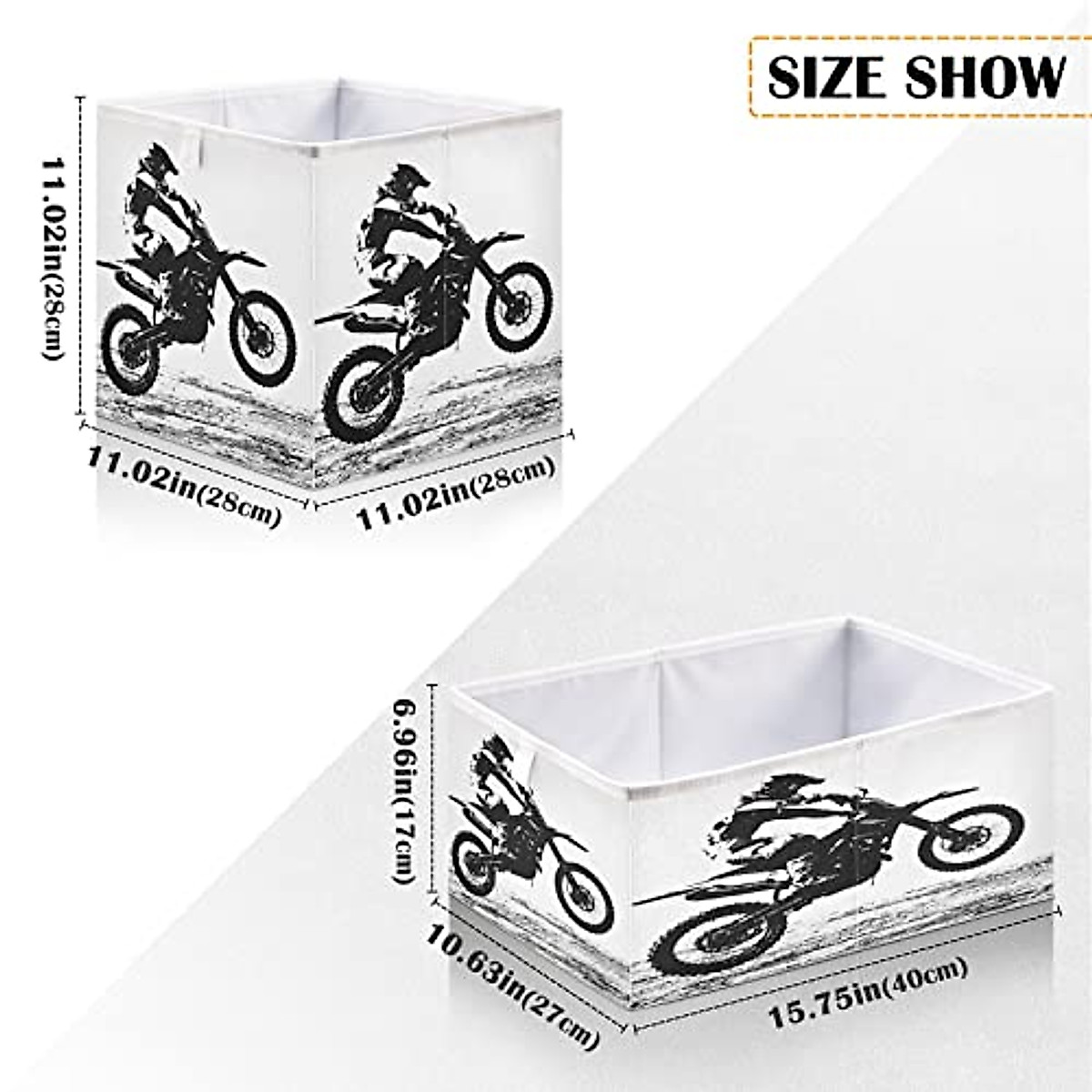 Kigai Motocross Rider Storage Basket Cube Box Foldable Canvas Storage Basket for Clothes Storage,Toy Box,Home Storage