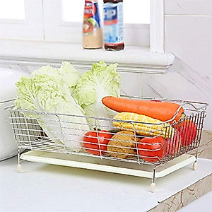 ZSQAI Kitchen shelf-Large Dish Drying Rack Cutlery Holder, Over the Sink, In Sink Or On Counter Dish Drainer, Rustproof Stainless Steel