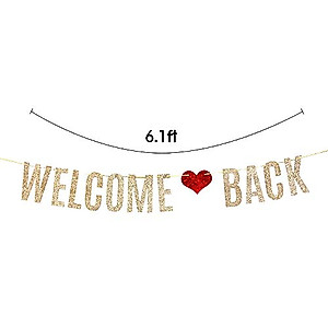 Champagne Gold Welcome Back Banner, Welcome Home Sign,Housewarming, Military, Family Party Decorations