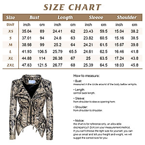 chouyatou Women's Fashion Snake Pattern Print Studded Moto Pu Leather Biker Jacket (X-Small, Black)