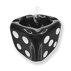 Jeuristic Ashtrays for Cigarettes Dice Ash Tray - Premium Ceramic Retro Cool Ashtrays Gifts for Smokers Home Ashtrays for Indoor Outdoor Patio Desktop Decor Unique Fancy Ashtray Cute Ashtray Black