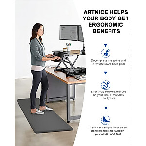 Artnice Kitchen Mat Cushioned Anti-Fatigue Floor Mat, Standing Desk Mat Anti Fatigue Ergonomic,Kitchen Non Slip Rugs and Mats, Standing Floor Mat for Work Place Office Kitchen Floor(20" x 47.2",Grey)