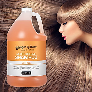 Ginger Lily Farms Club & Fitness Moisturizing Shampoo for All Hair Types, 100% Vegan & Cruelty-Free, Citrus Scent, 1 Gallon (128 fl oz) Refill