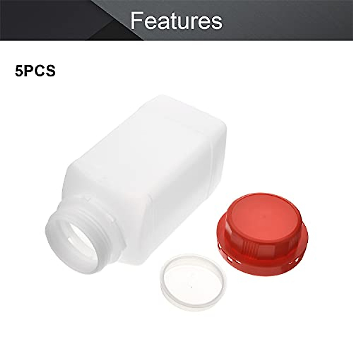 Othmro 650ml/22.1oz Plastic Lab Chemical Reagent Bottles,5pcs 50mmx74.5m(IDxH) Square Wide Mouth Liquid/Solid Sample Storage Container Sealing Bottles Red with Anti-theft Cap