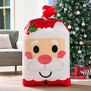 JOYIN Jumbo Christmas Santa Gift Bag Plastic Xmas Gift Wrapping Bag 56”x36” for Gift Giving, Holiday Presents, Giant Gifts Decorations, Festive Surprises