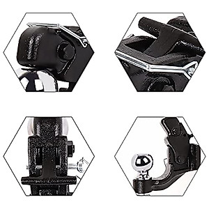 Pintle Hook Trailer Hitches with 2-5/16 Inch Ball, Pintle Hook 16000 lbs, Ball Capacity 6000lbs, Finish Black Powder Coat (2-5/16 ")