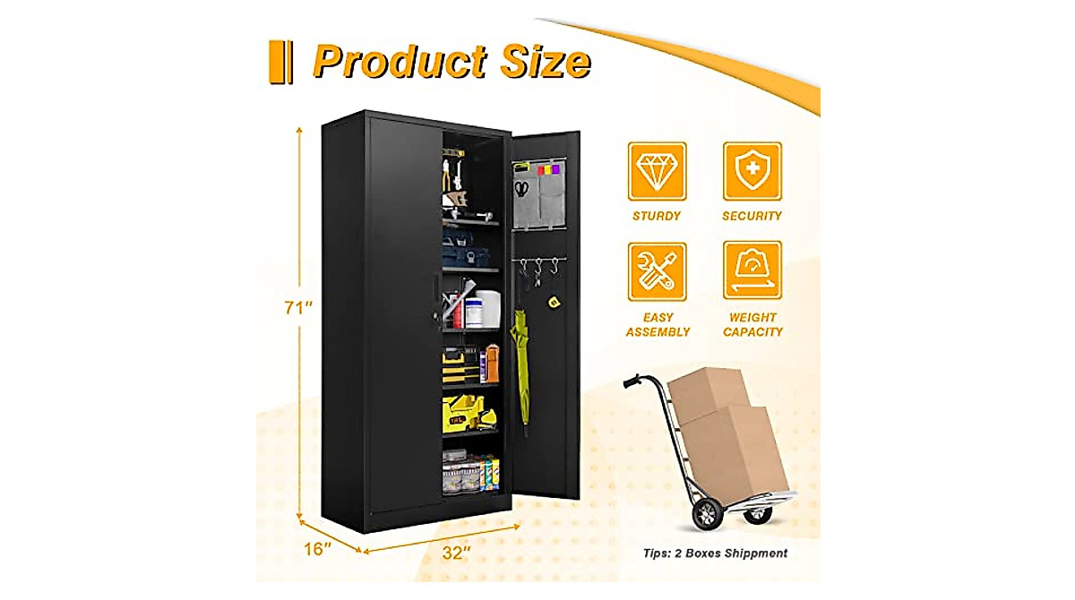 INTERGREAT 6-Tier Lockable Garage Cabinet - Secure Storage