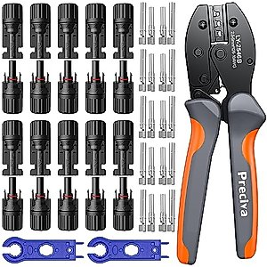Preciva Solar Crimping Tool Kit for 2.5-6.0mm²/AWG26-10 Solar Panel PV Cable with 10PCS Male Female Solar Panel Cable Connectors and 2PCS Spanners Wrench
