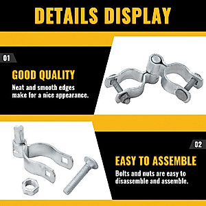 VIVIDA 1-5/8" Chain Link Gate Hinge Kit, Include Female & Male Gate Hinges, Chain Link Fence Hardware, Galvanized Steel, 4 Set