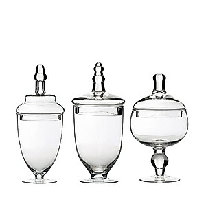 TABLECLOTHSFACTORY 3 Pack | Clear Glass Apothecary Jars Candy Buffet Containers with Lids For Wedding Party Favor Decor - 9"/10"/11"