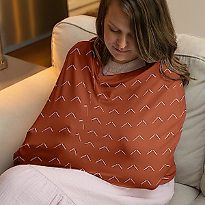 Sweet Jojo Designs Orange Boho Arrow Boy Girl Infant Baby Car Seat Cover Nursing Breastfeeding Shopping Cart Stroller Canopy Rust Modern Bohemian Gender Neutral Farmhouse Southwest Arrows Diamond Tuft