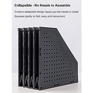 Leven/Deli Collapsible Magazine File Holder/Desk Organizer for Office Organization and Storage with 4 Vertical Compartments