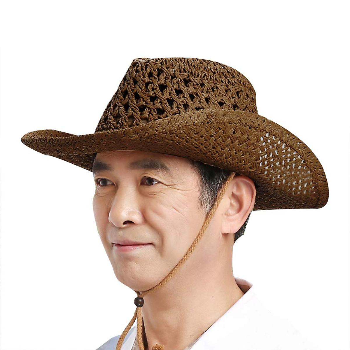 Straw Hat Women Men Cowboy Hat Beach Floppy Sun Hat Brim Summer Sun Hat Fashion Folding Travel Cap UPF50 Sun Visor Hat UV Protection Sunhat Fisherman Bush Hat (Brown)