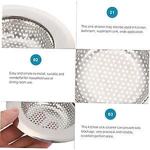 Generic 3pcs Sink Filter Strainer for Sink Faucet Knob Replacement Kitchen Sink Strainer Bathtub Drain Cover Stopper Bath Filter Bath Tub Plug Stopper Bath Sink Food Mesh Stainless Steel, Silver