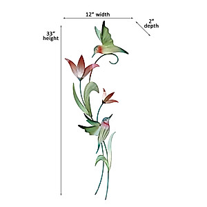 T.I. Design Hummingbirds Contemporary Floral Botanical Metal Wall Decor