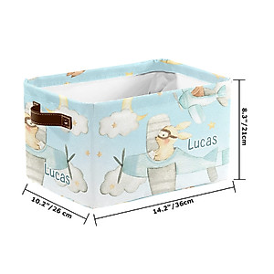 Cute Airplane Animals Personalized Storage Bins Basket Cubic Organizer with Durable Handle for Shelves Wardrobe Nursery Toy 1 Pack