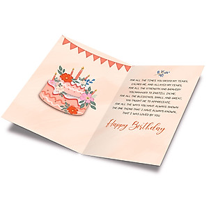 Prime Greetings Heartfelt Birthday Card For Mom (Mother), Made in America, Eco-Friendly, Thick Card Stock with Premium Envelope 5in x 7.75in, Packaged in Protective Mailer