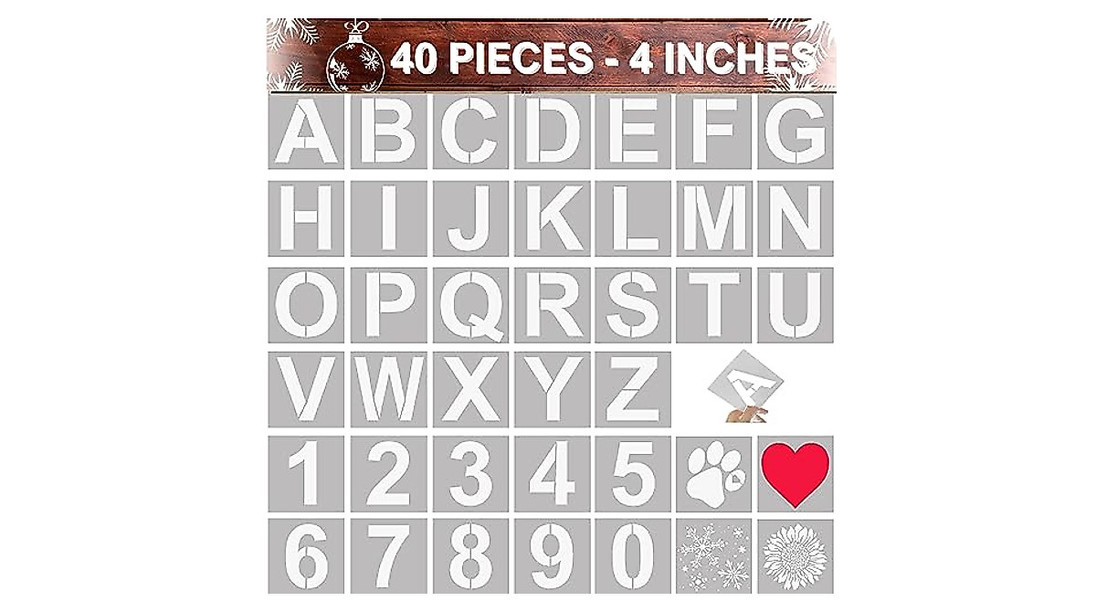 40 Pcs 4 Inch Letter & Number Stencils for Crafts