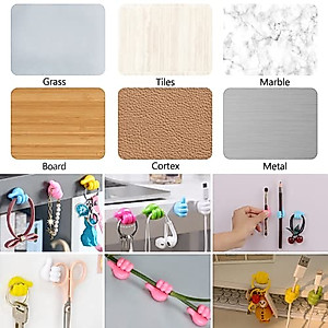 Thumb Hooks Silicone, 20 Pcs Self Adhesive Thumb Hook Wall Hangers for Cable Clip Key Hat Makeup Brush Holder
