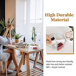 Inmorven Jewelry Tree Stand Organizer with Storage Box, White Display Holder for Necklaces Bracelets Earrings, with Clear Base Container