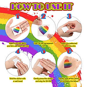 Loopeer 600 Pcs Pride Temporary Tattoos Rainbow Temporary Tattoos Butterfly Heart LGBT Accessories Gay Pride Tattoos Bulk Accessories Waterproof Body Stickers for Boys Girls Women Men Festivals