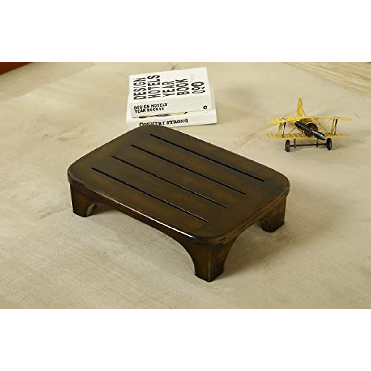 URFORESTIC Solid Wood Bed Step Stool Super Large/Bedside Steps for High Beds/Solid Wood Super Sturdy Hold Up to 500 LBS (Dark Walnut)