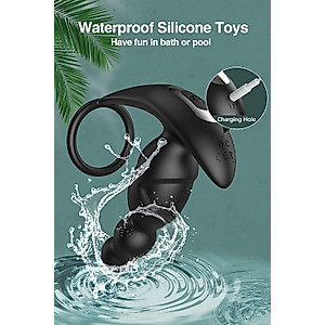 Prostate Massager Sex Toys for Men - 5IN1 360° Rotating Anal Adult Toys with 4 Anal Plug Beads, 9 Vibrating Butt Plug, G-spot Male Vibrator Sex Toys with Penis Ring, Male Sex Toy for Men Couples