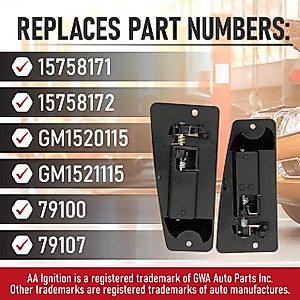 Replacement Rear Exterior Door Handle Set - Replaces 15758171, 15758172 - Compatible with Chevy & GMC Extended Cab Trucks - Silverado, Sierra 1500, Classic, 2500 HD, 2500 HD Classic, 3500 Classic