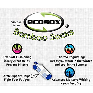 Ecosox Viscose from Bamboo Active Running & Sport Tab Socks for Men & Women | Super Soft. Keep Your Feet Dry & Blister-Free. Fights Fatigue (Medium - White with Pink)