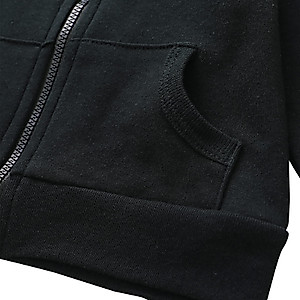 ROMPERINBOX Unisex Solid Baby Sweatshirts Hoodies, Lightweight Full Zip-up Jackets Coat 0-24 Months (Black, 3-6 Months)